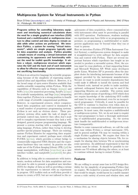 Multiprocess System For Virtual Instruments In Python Scipy