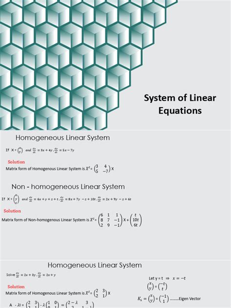 Linear System Equation Pdf System Of Linear Equations Eigenvalues