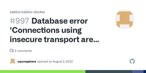 Database Error Connections Using Insecure Transport Are Prohibited