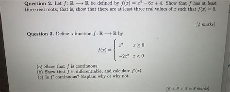 Question 2 Let F R R Be Defined By F X X5−6x 4