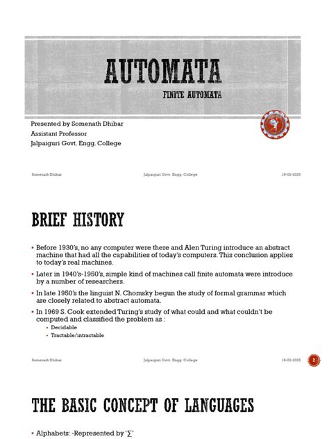 Slide2.0 Finite Automata Basic JGEC | PDF | Automata Theory | Computational Complexity Theory
