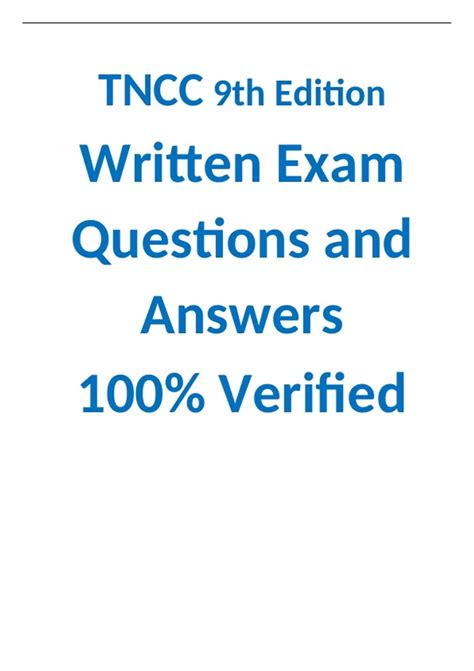 Tncc 9th Edition Written Exam Questions And Answers 100 Verified Tncc 9th Edition Stuvia Us