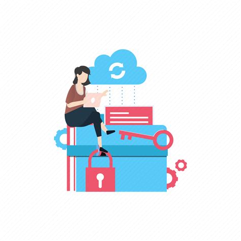 cloud data security female working icon download on iconfinder