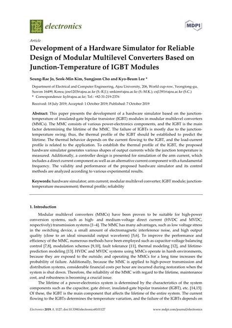 Pdf Development Of A Hardware Simulator For Reliable Design Of Modular Multilevel Converters