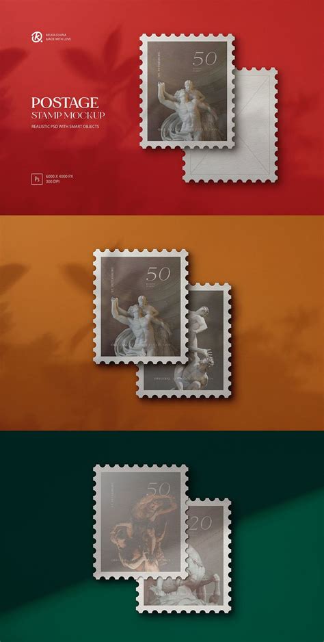 Postage Stamps Mockup Retro And Futuristic Styles Passport Stamp