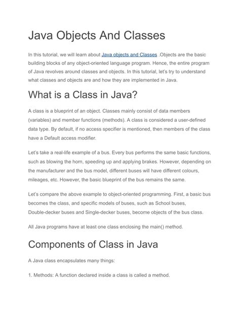 Ppt Java Objects And Classes Powerpoint Presentation Free Download Id12337787