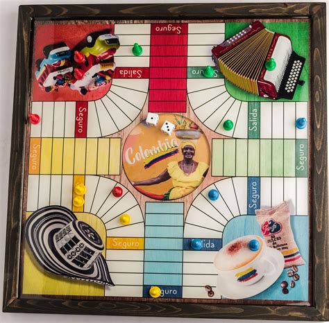 Parcheesi Board For 4 Players Colombia Board Hand Made With Wood Resin