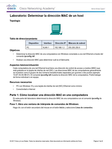 3224 Lab Determine The Mac Address Of A Host Pdf Controlador De Interfaz De Red