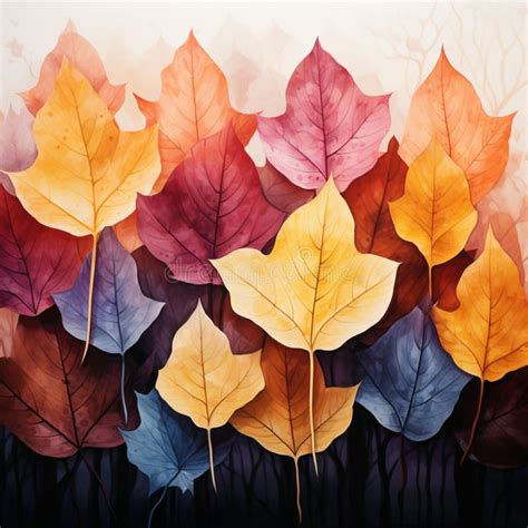 Autumn Leaves In Watercolor Pastel Form A Beautiful Artistic Background