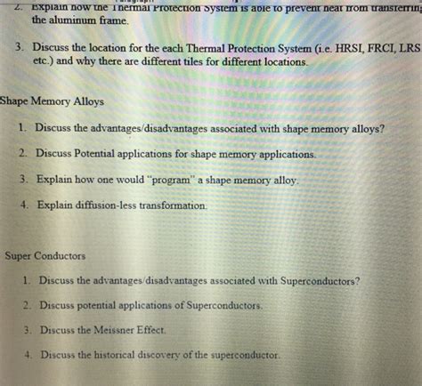 Solved Space Tiles 1 Discuss The Thermal Protection System