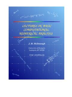 LECTURES IN BASIC COMPUTATIONAL NUMERICAL ANALYSIS Lectures In Basic