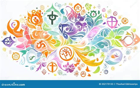 Mandala Of World Religious Symbols Radiating Unity And Spiritual Connection Stock Illustration