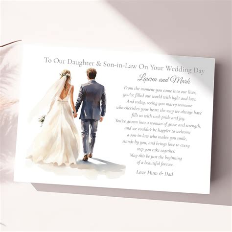 Daughter And Son In Law Wedding Card Personalised Card For Daughters