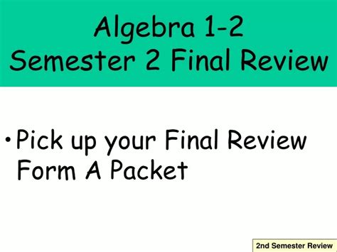 PPT - Algebra 1-2 Semester 2 Final Review Packet PowerPoint ...