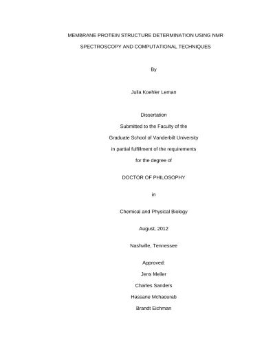 Membrane Protein Structure Determination Using Nmr