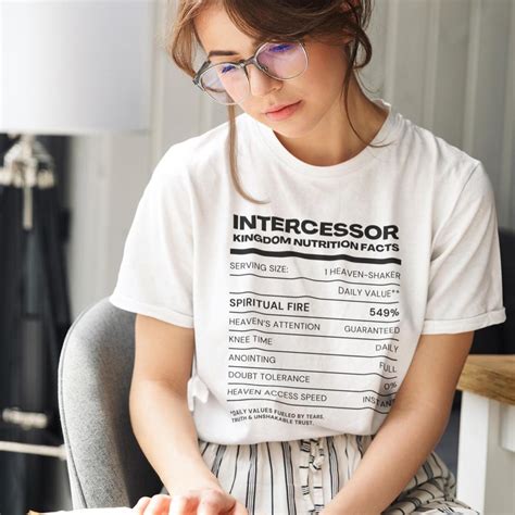 Intercessor Prayer Warrior T Shirt Christian Nutrition Facts Graphic