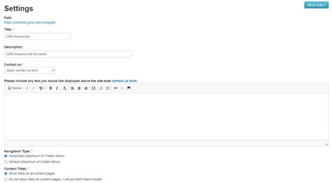 Site Settings Cms Resource Guide Grand Valley State University