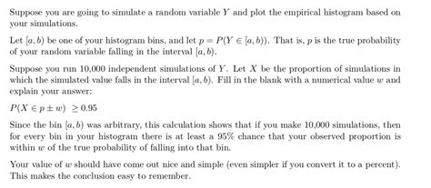 Suppose You Are Going To Simulate A Random Variable Y