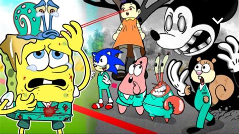 باب اسفنجی اسکویید گیم بچه ها باب اسفنجی پاتریک میکی موس