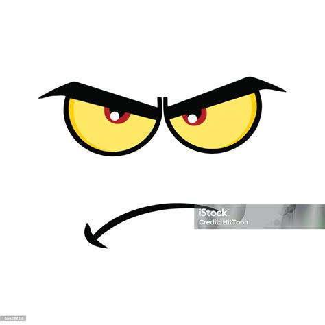 Angry Cartoon Funny Face With Grumpy Expression Stock Illustration