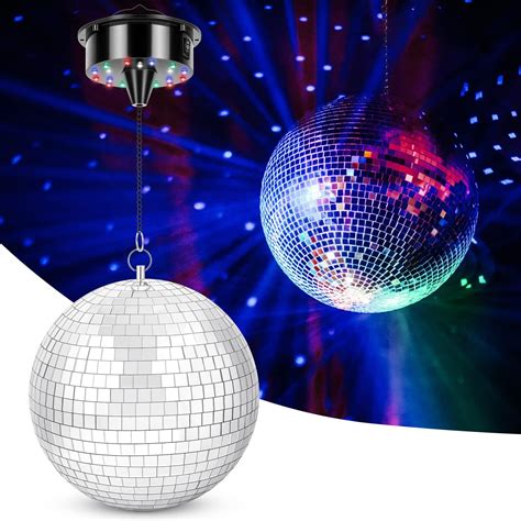 Meagoo Disco Ball With Motor And Light 8 Hanging Mirror Ball And 6rpm