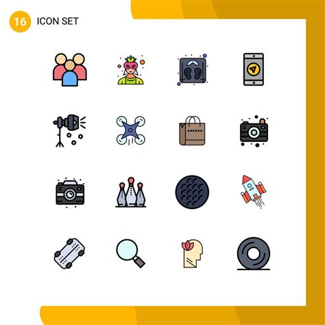 16 Thematic Vector Flat Color Filled Lines And Editable Symbols Of