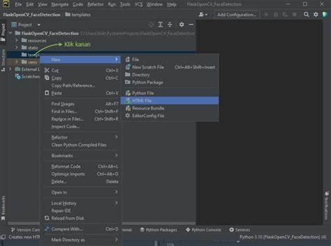 Pycharm Project Face Detection Di Halaman Web Menggunakan OpenCV Dan Flask