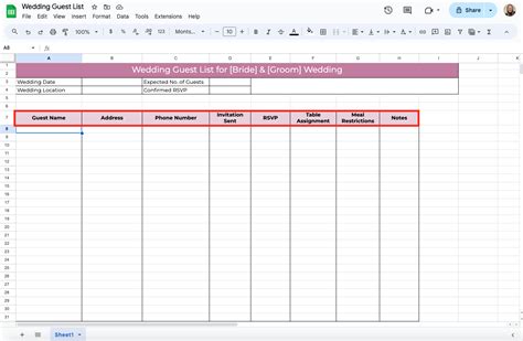 How To Create A Wedding Guest List Template In Google Sheets FileDrop