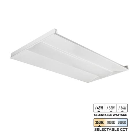 2x4 Led Recessed Troffer Light Field Selectable Cct Selectable