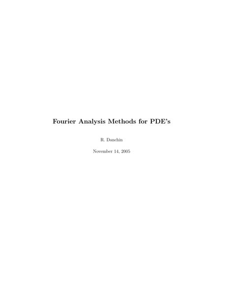 Fourier Analysis In Pde