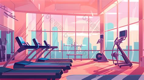 缤纷健身房平面插画图片 包图网