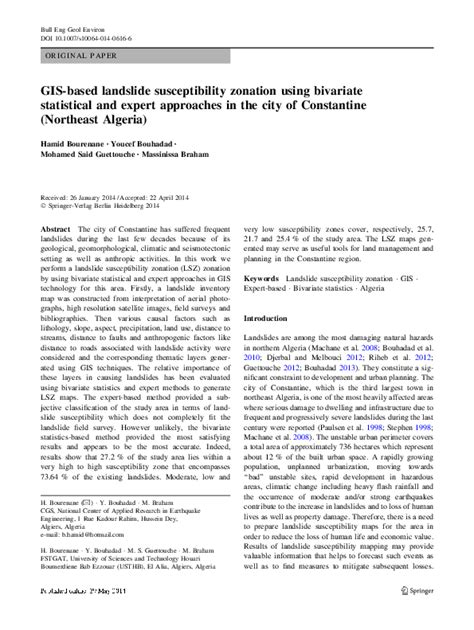 Pdf Gis Based Landslide Susceptibility Zonation Using Bivariate