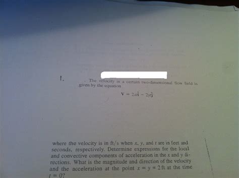 solved the velocity in a certain two dimensional flow field