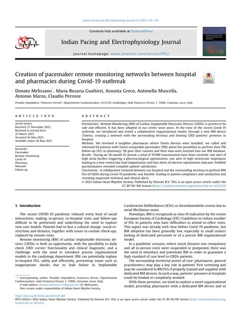 Pdf Creation Of Pacemaker Remote Monitoring Networks Between Hospital