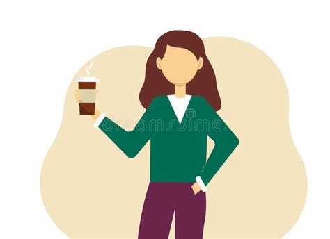 一个年轻女子拿着纸杯咖啡的插图 向量例证 插画 包括有 浓咖啡 打赌的人 头发 细分 咖啡馆 220272126