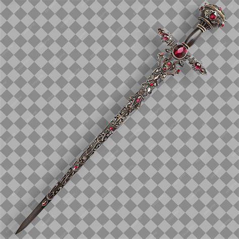 Graceful Forged Ruby Rapier With An Intricate Design A Slend Png Game Asset On Clean Background