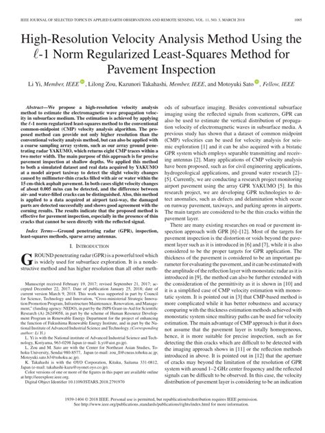 Pdf High Resolution Velocity Analysis Method Using The ℓ 1 Norm Regularized Least Squares
