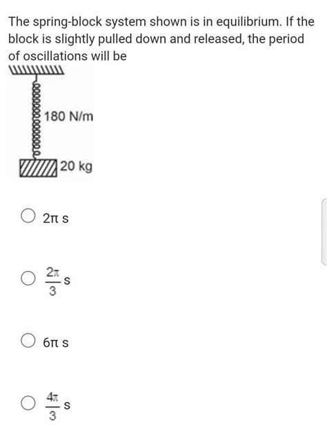 The Spring Block System Shown Is In Equilibrium If The Block Is Slightly