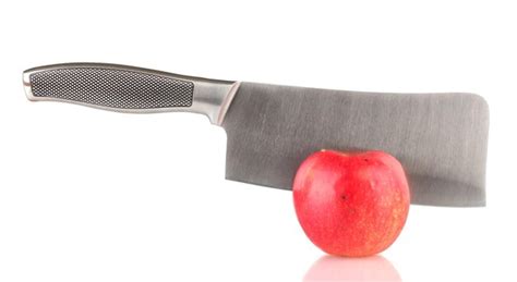 Premium Photo Red Apple And Knife Isolated On White