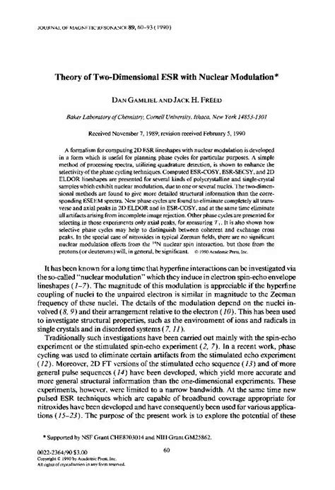 Pdf Theory Of Two Dimensional Esr With Nuclear Modulation · 2d Esr With Nuclear Modulation F