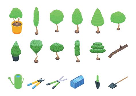 Tree Trimming Icons Set Isometric Vector Chainsaw Tree Vector Art At Vecteezy