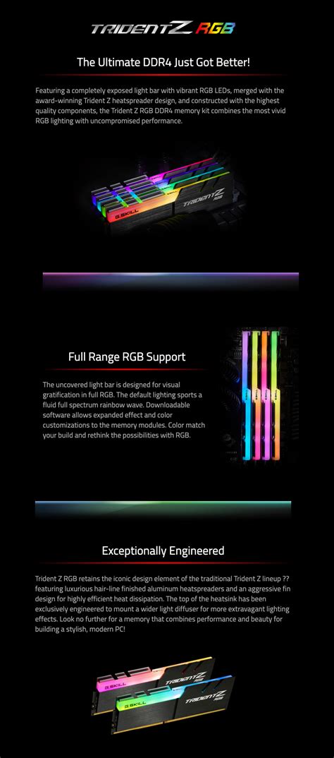 Buy G Skill Trident Z Rgb 32gb 2x16gb 3600mhz Cl18 Ddr4 [f4 3600c18d 32gtzr] Pc Case Gear