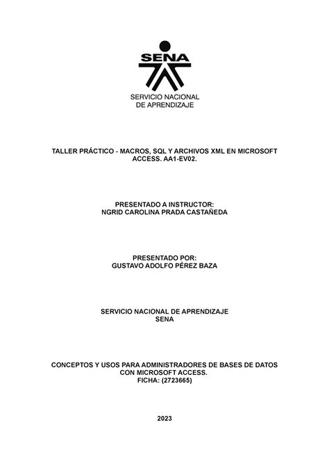 Taller práctico Macros SQL y archivos XML en Microsoft Access AA1