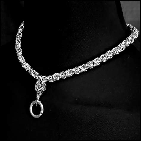 The Raven Master Locking Collar With Thick 8mm Chainmaille Etsy