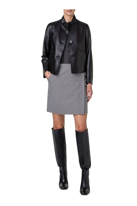 Akris Punto Black Pin Dot Perforated Leather Jacket