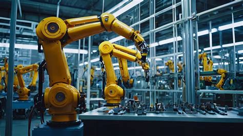 Robot Arm Hand Robot Assembly Line Automation Modern Factory Workshop