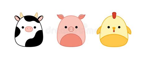 Chick Pig Cow Squishmallow Cute Soft Plush Toy Pillow Cartoon