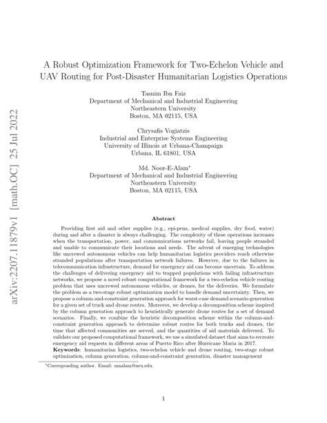 Pdf A Robust Optimization Framework For Two Echelon Vehicle And Uav