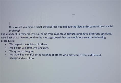 Solved How Would You Define Racial Profiling Do You Believe