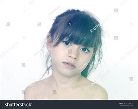 Young Girl Standing Shirtless Posing Picture Foto Stok 623573789